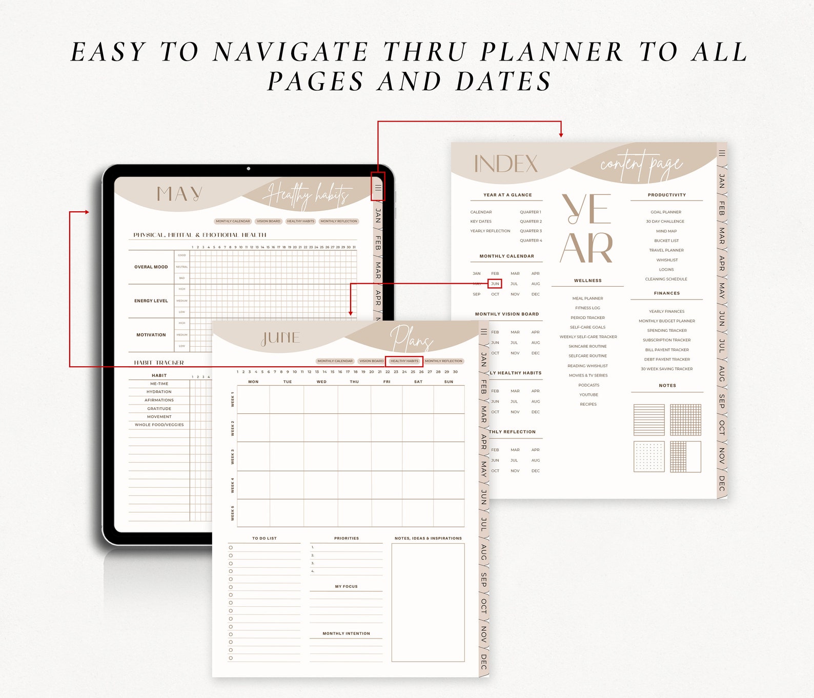 Digital Planner, Undated Planner, Monthly / Weekly / Daily Digital ...