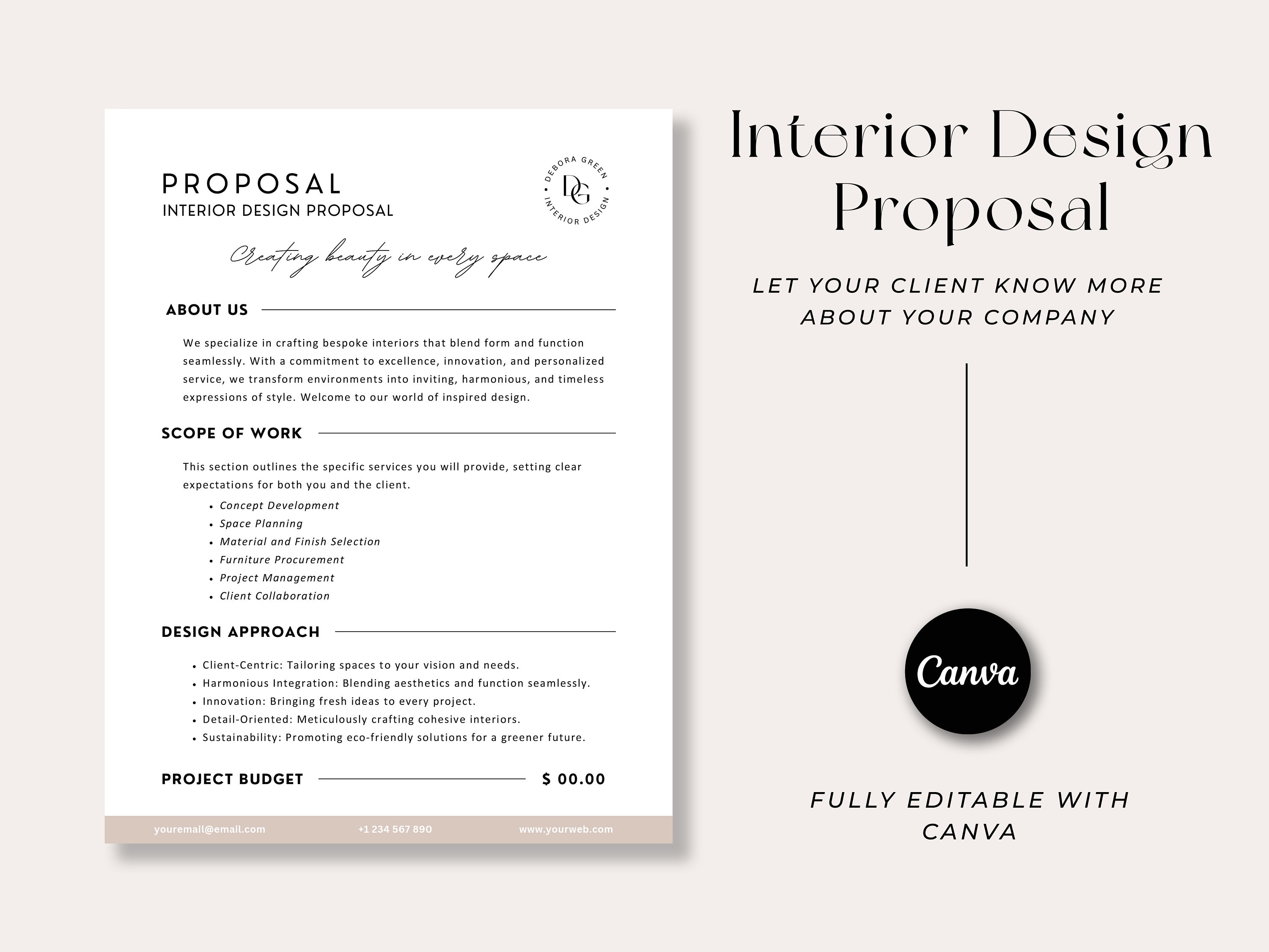 Interior Designer Contract Template, Editable Service Contract ...
