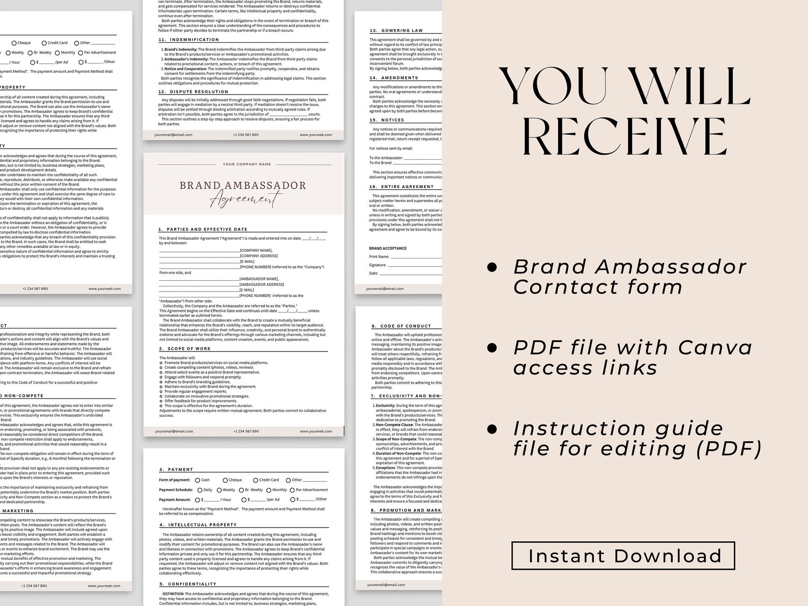 Professional Influencer Contract Template, Brand Ambassador Contract ...