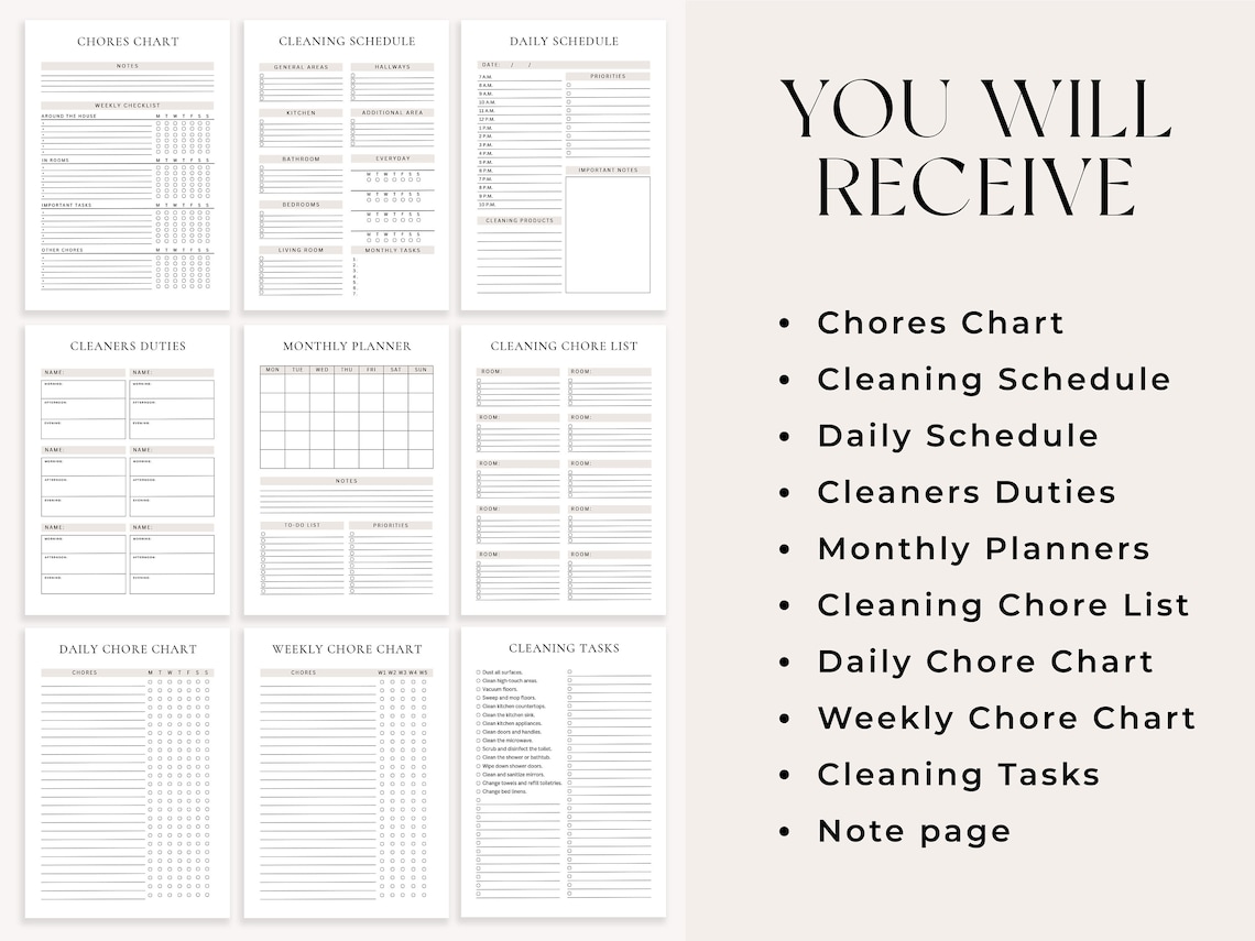Cleaning Planner Template, Cleaning Checklist, Cleaning Schedule ...