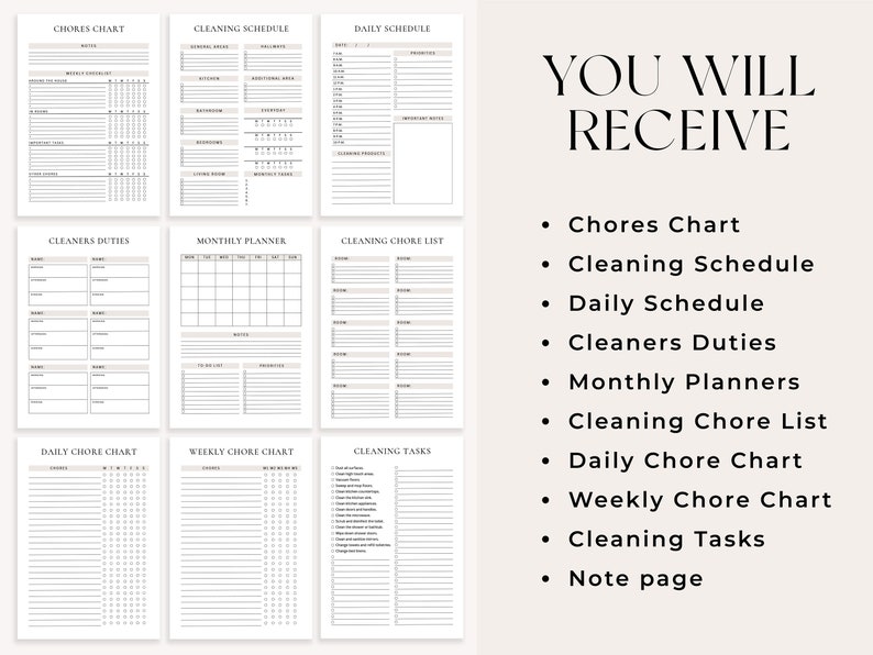 Cleaning Planner Template, Cleaning Checklist, Cleaning Schedule ...