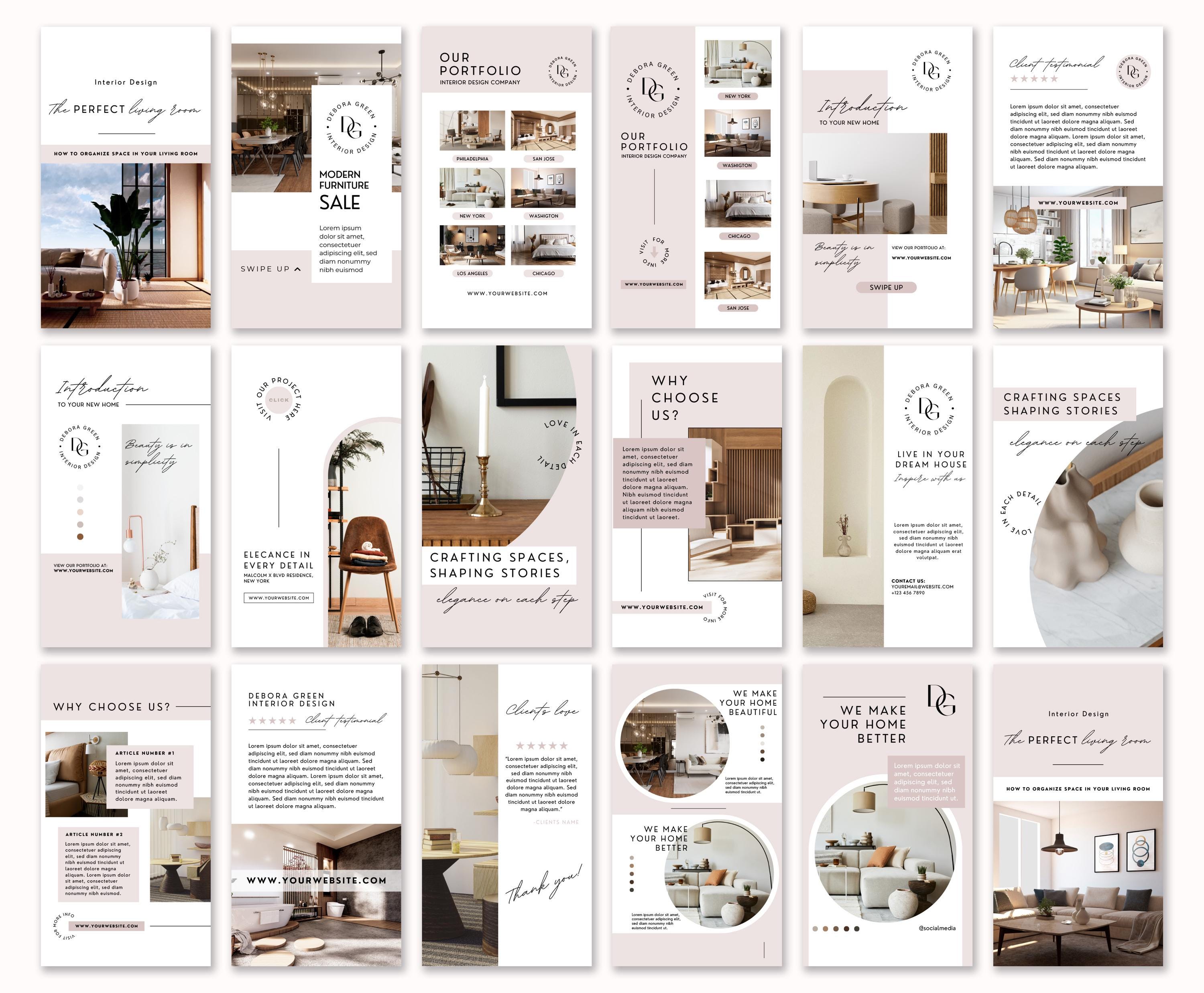 Interior Designer Instagram Story Templates, 60 Instagram Stories ...