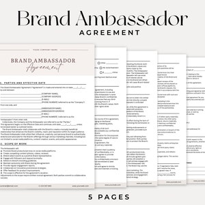 Professional Influencer Contract Template, Brand Ambassador Contract ...