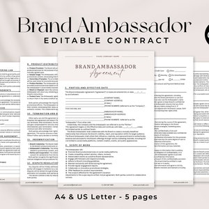 Professional Influencer Contract Template, Brand Ambassador Contract ...