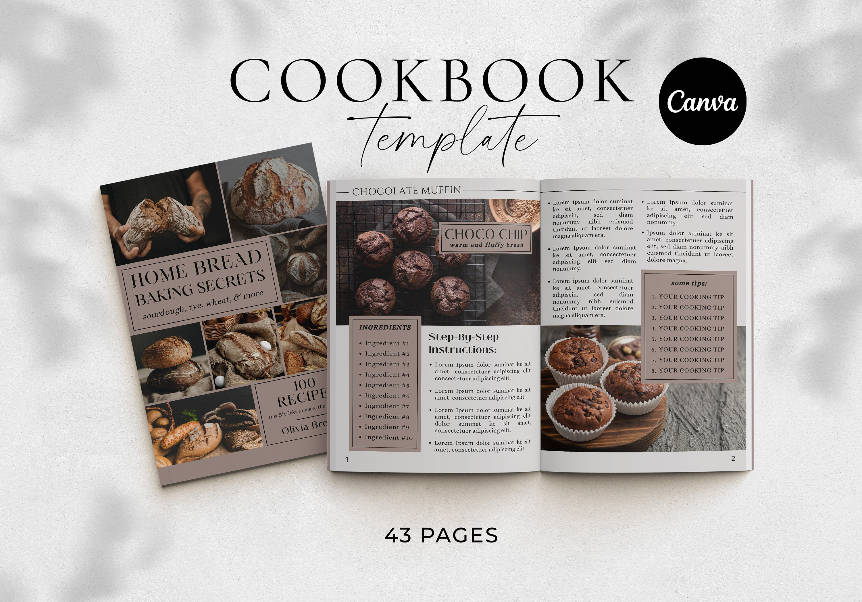 Cookbook Template | Editable Recipe Book Template | Printable Recipe ...