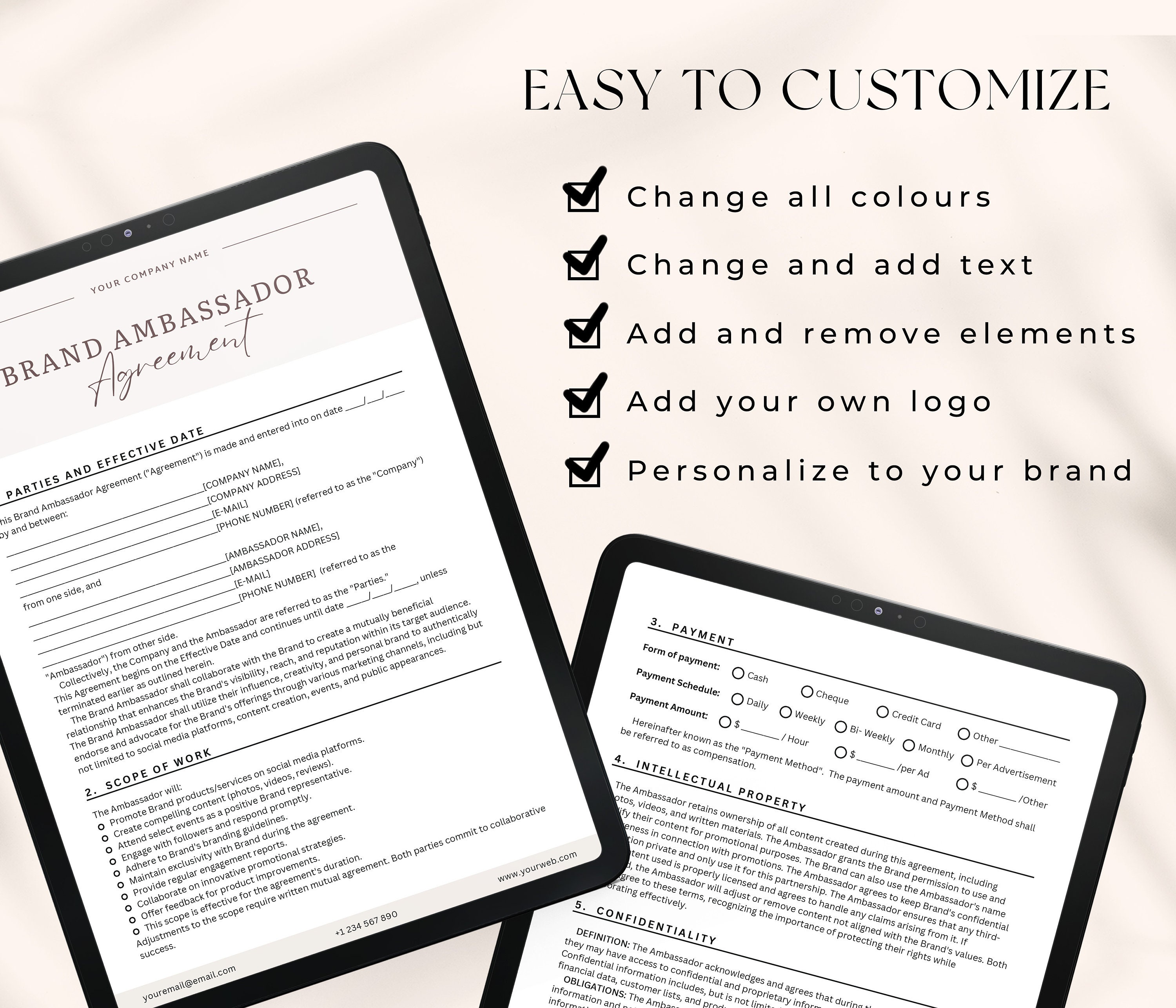 Professional Influencer Contract Template, Brand Ambassador Contract ...