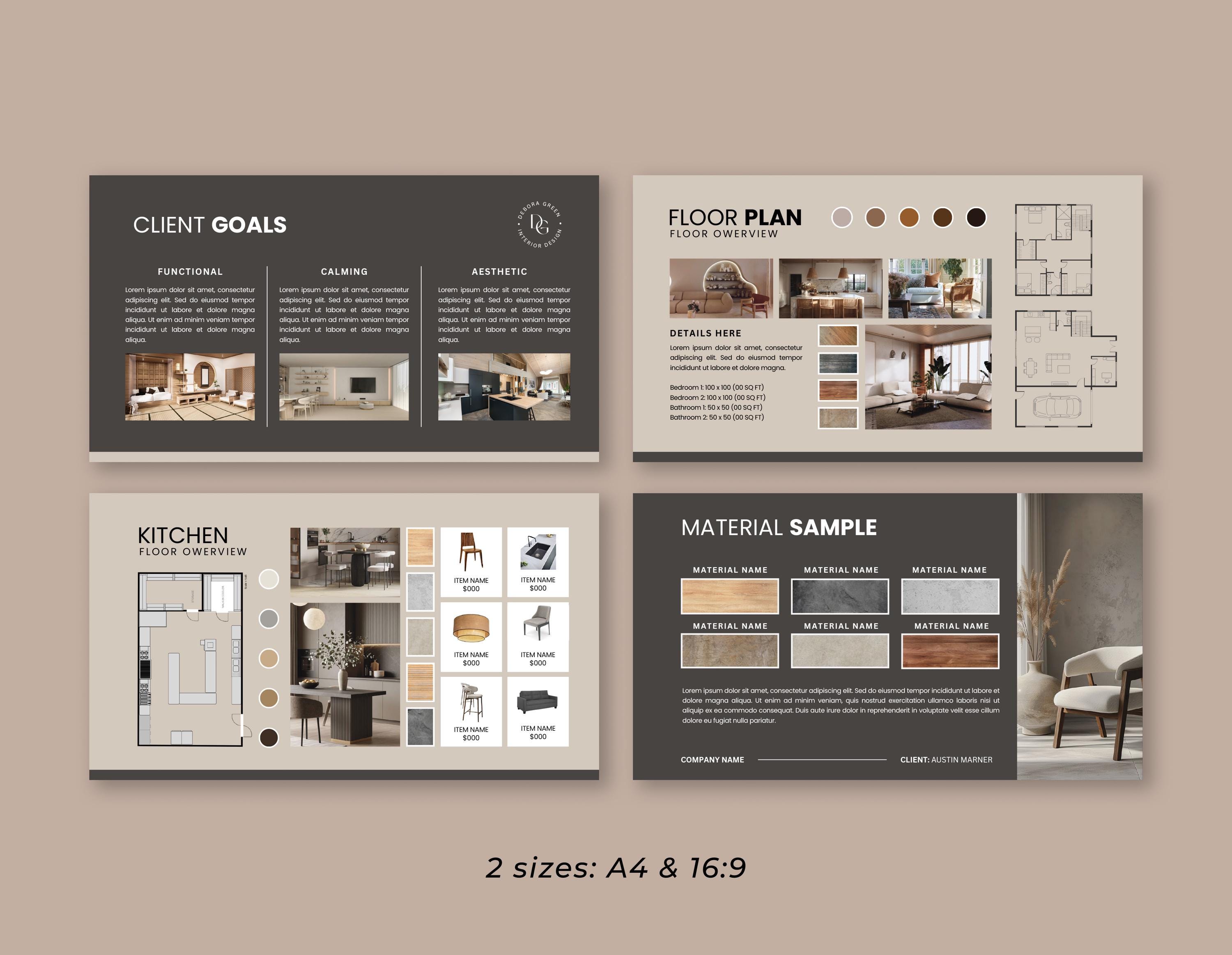 Interior Design Proposal Template, Editable Client Presentation, E ...