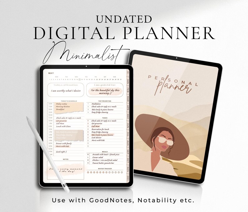 Digital Planner, Undated Planner, Monthly / Weekly / Daily Digital ...