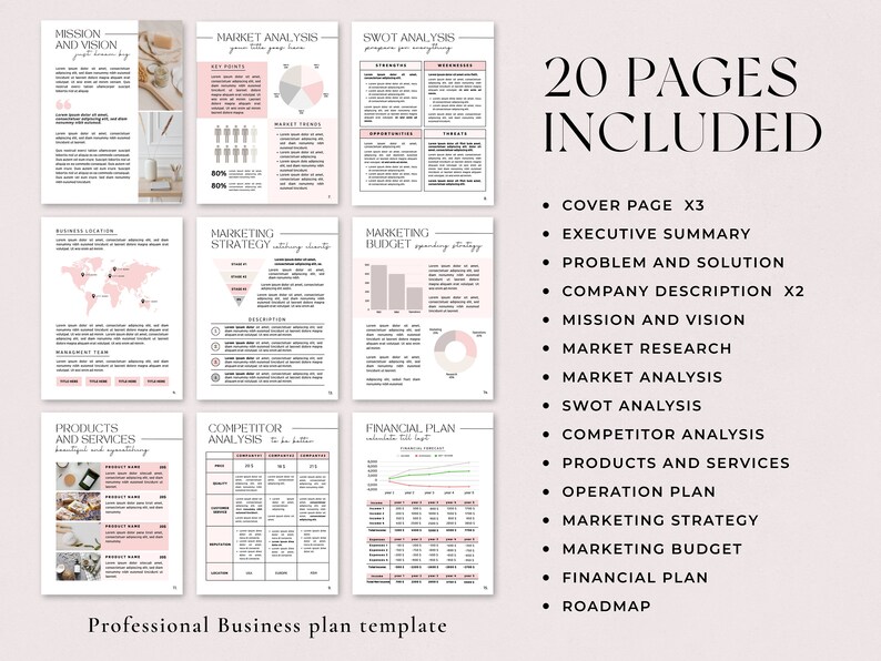 Editable Business Plan Template, Printable Business Planner, Business ...