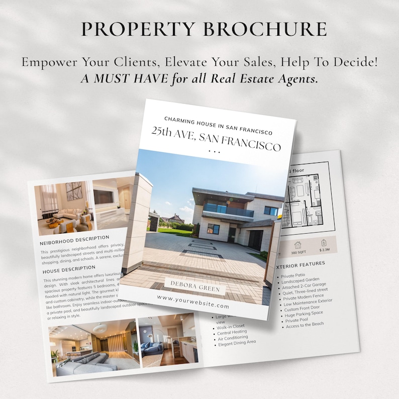 Real Estate Brochure, Real Estate Flyer Canva Template, Luxury Listing ...