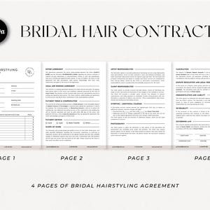 Editable Bridal Hair Contract Template Package, Bridal Hairstylist ...