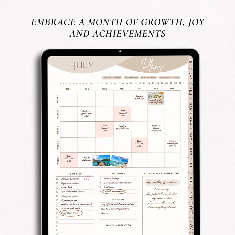 Digital Planner, Undated Planner, Monthly / Weekly / Daily Digital ...