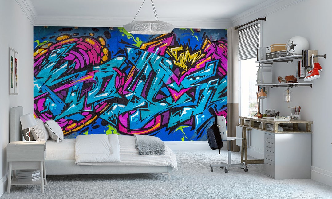 Graffiti Wall Art Custom Made Wallpaper for Any Room - Etsy