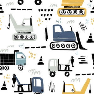 Construction Diggers and Cranes Pattern Wallpaper Mural - Etsy