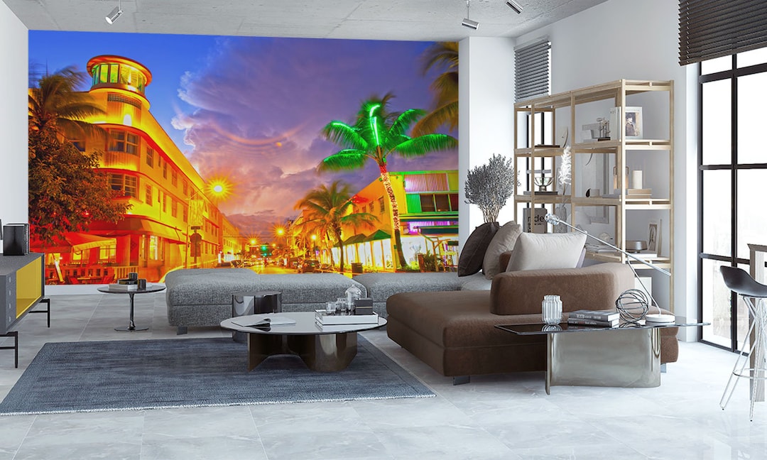 Miami Wall Art Custom Made Wallpaper for Any Room - Etsy