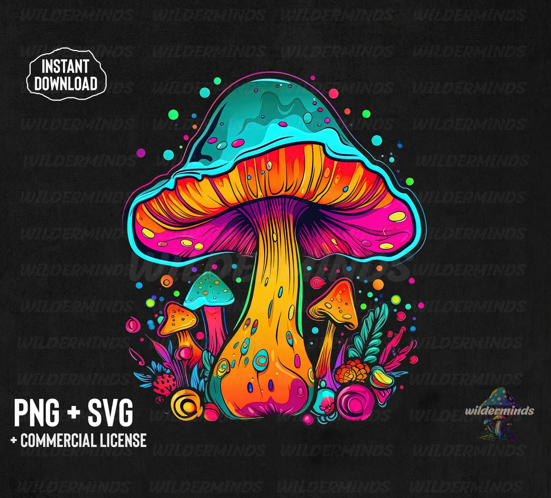 Colorful Mushroom Sublimation Design Download PNG Mushroom SVG ...