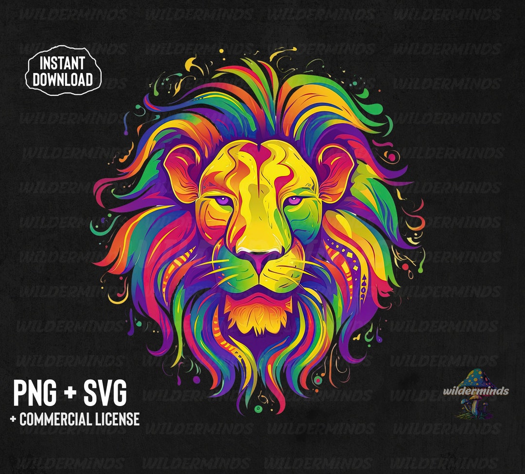 Colorful Reggae Lion SVG Download, Rasta SVG Design, Rastafari Lion ...
