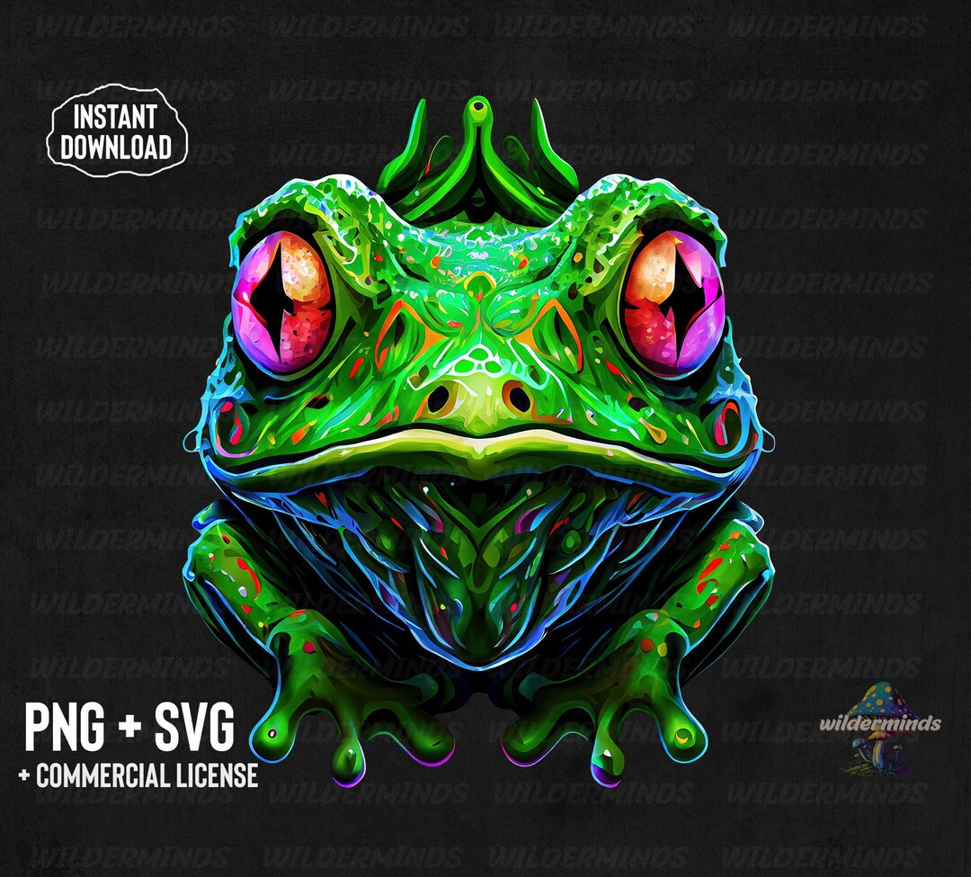Trippy Frog Design With Transparent Background for Printing on T-shirts ...