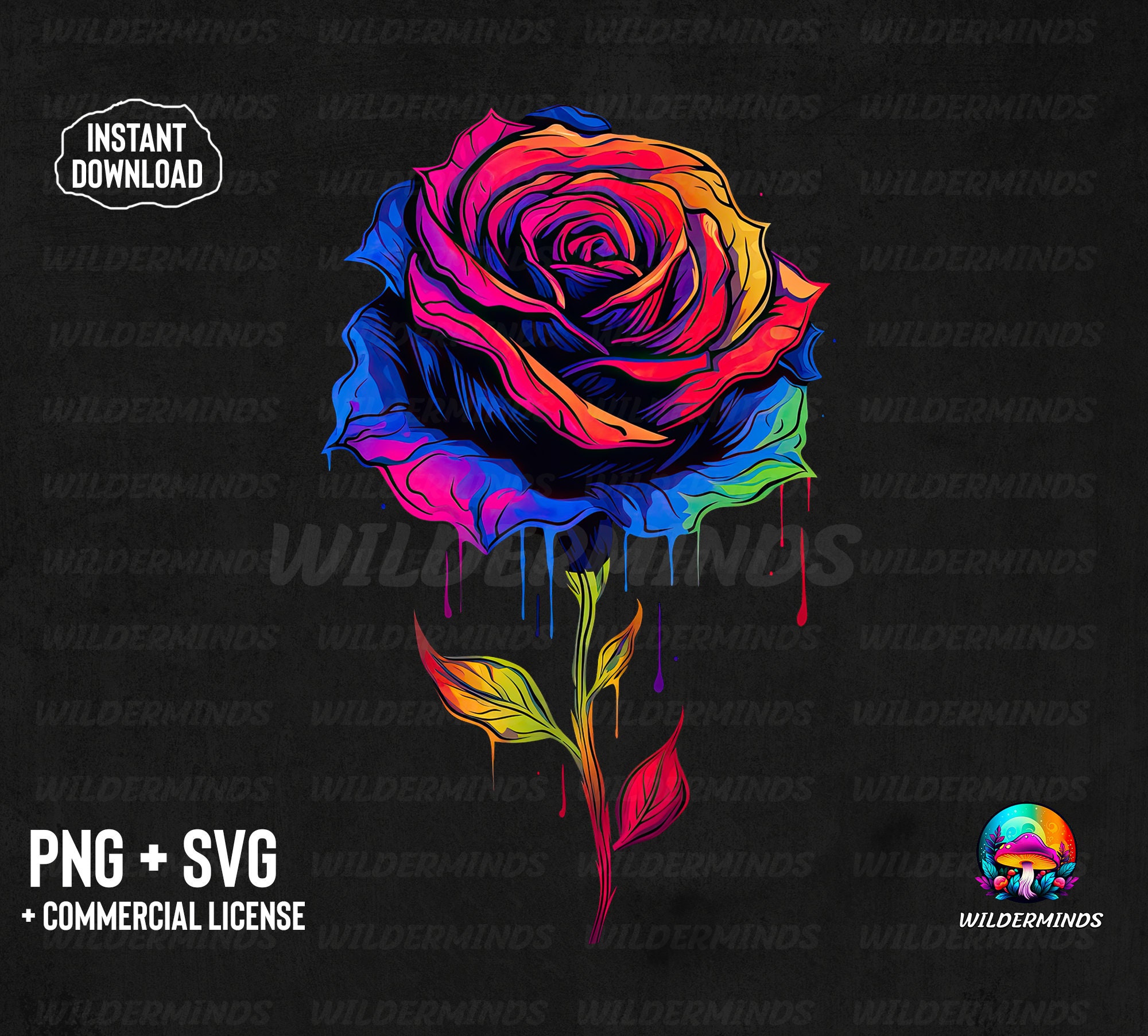 Trippy Rose T-shirt Design: Sublimation Download (PNG, SVG) - Etsy