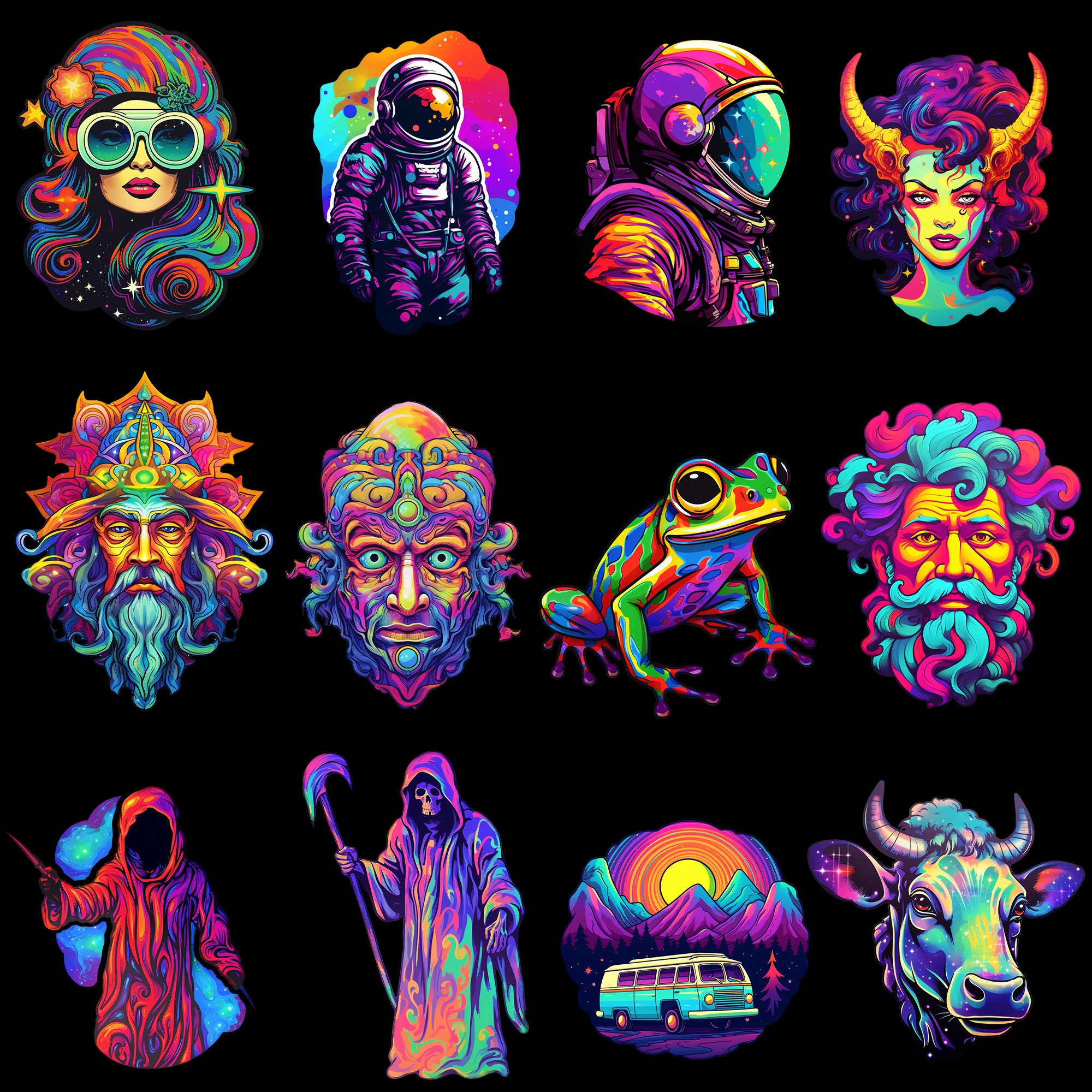 50 Psychedelic Stickers Bundle Download for Commercial and Personal Use ...