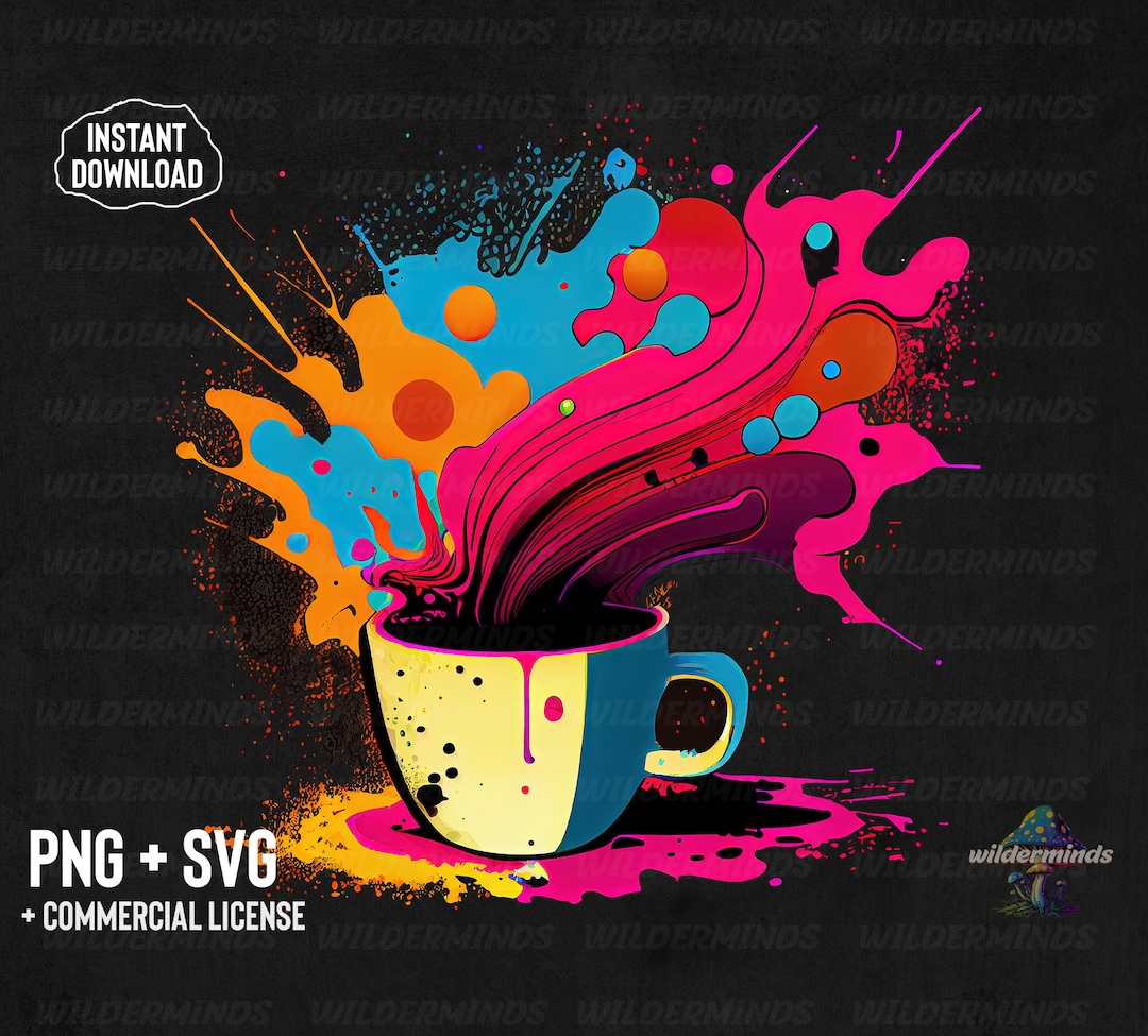Colorful Coffee Cup PNG Sublimation, PNG SVG Design Download, Coffee ...