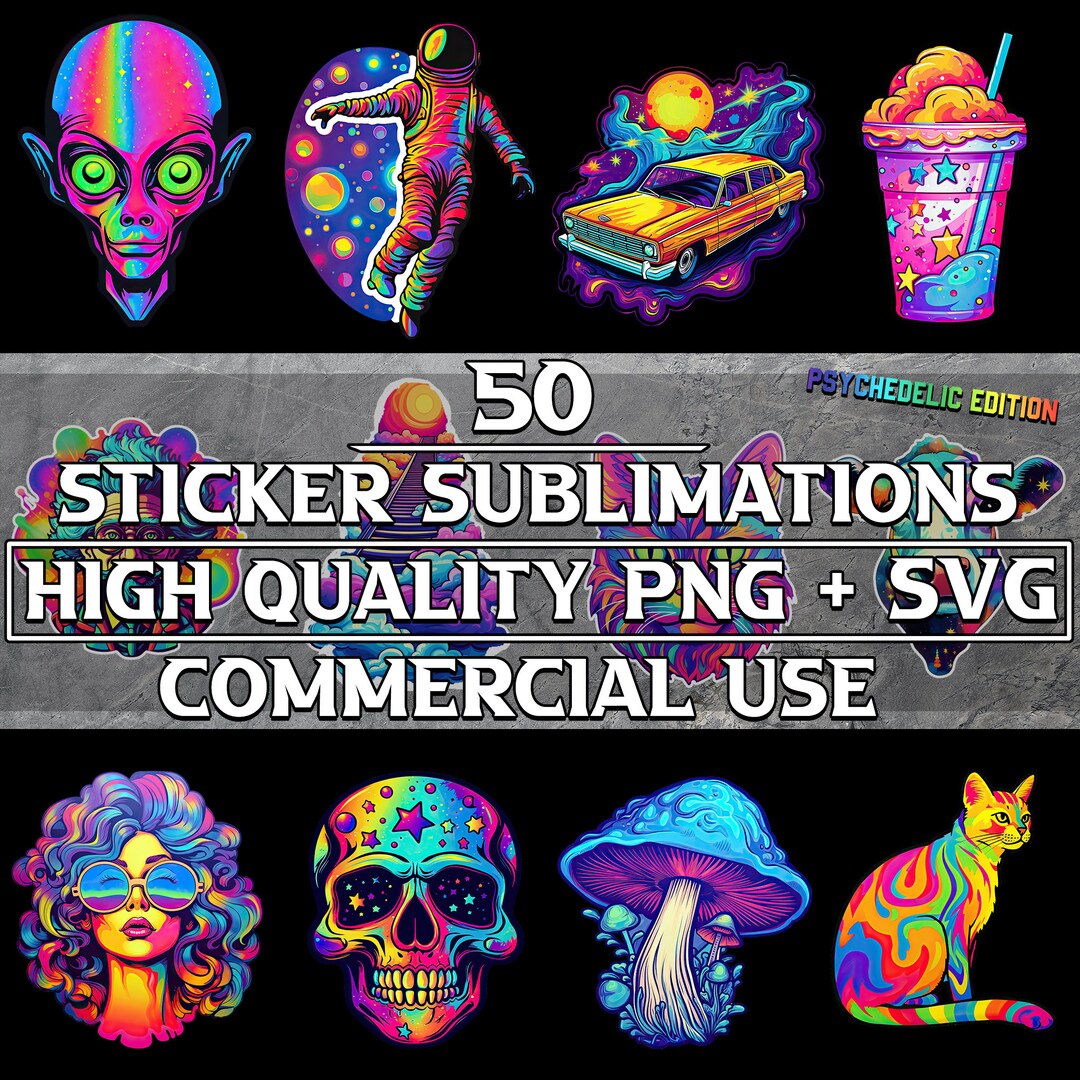 50 Psychedelic Stickers Bundle Download for Commercial and Personal Use ...