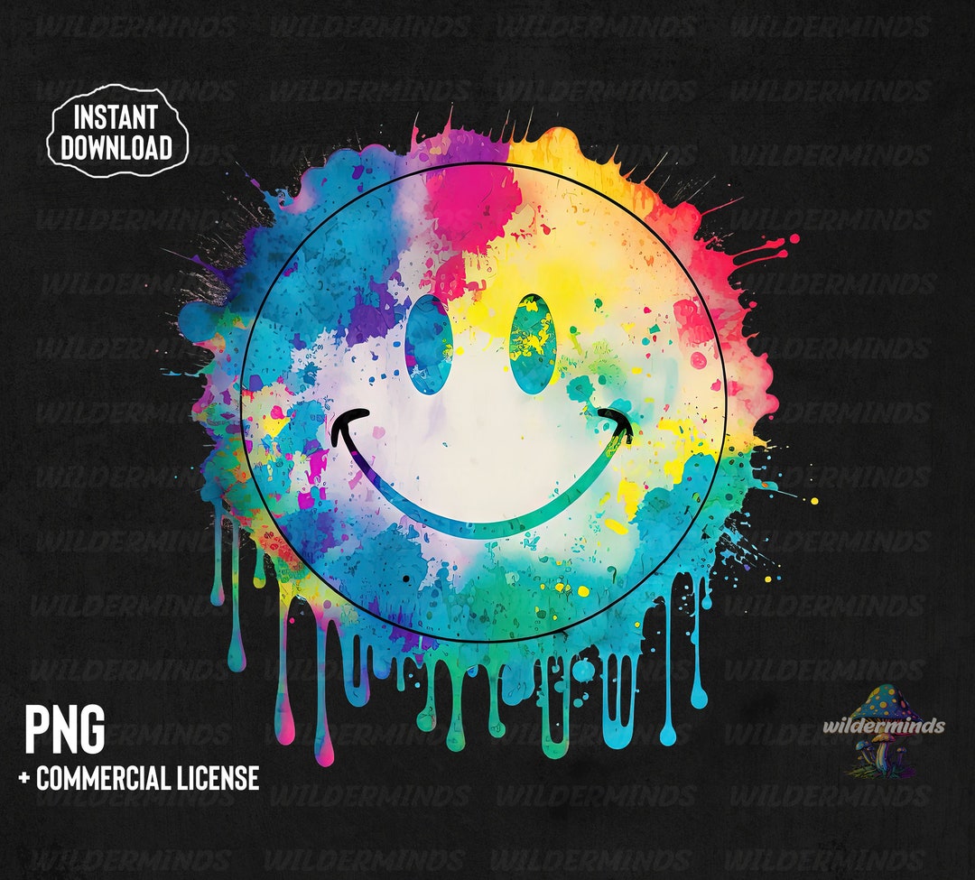 Tie Dye Hippie Smiley Design PNG Instant Download, Tie Dye Smiley Print ...