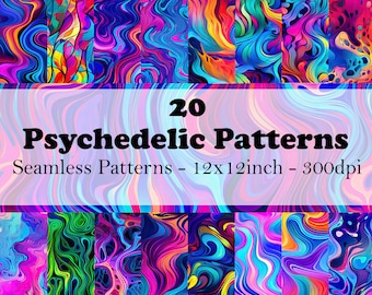 Psychedelic Seamless Patterns 74 Designs 12x12 Inch Commercial Use Colorful Pattern Sublimation ...