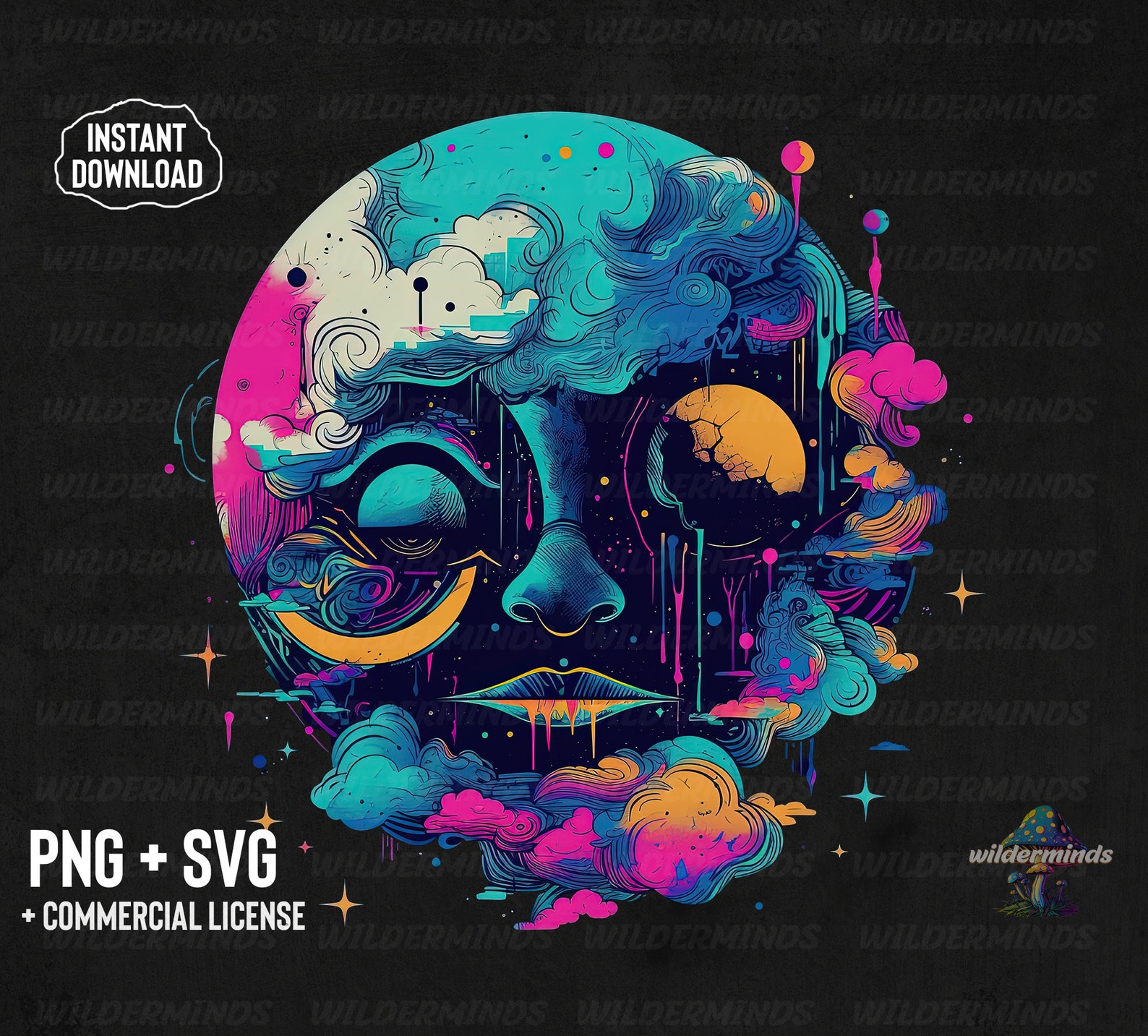 Moon PNG Download Digital Design SVG, Moon Sublimation Digital Download ...