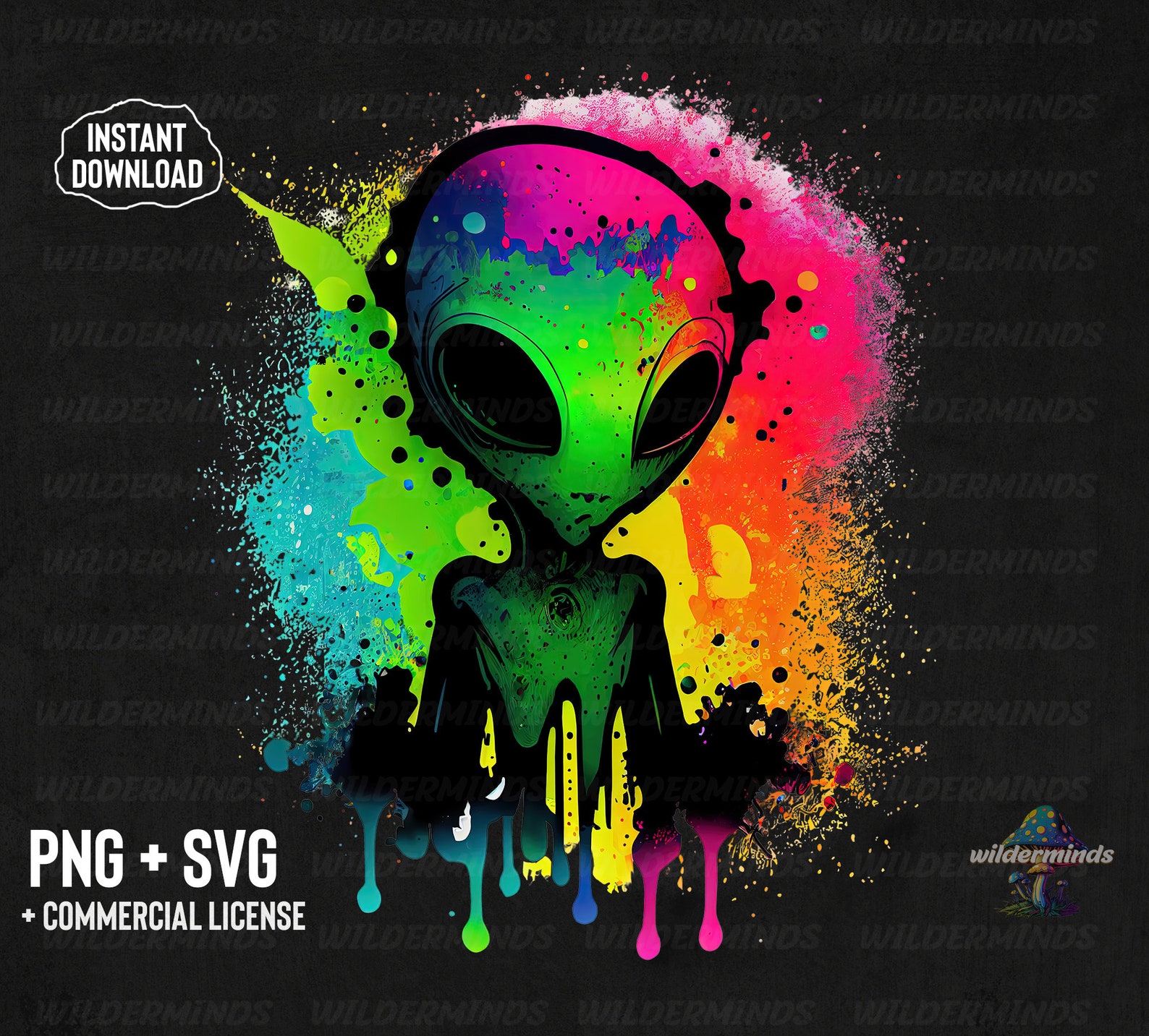 Graffiti Alien Design PNG, SVG Digital Download Clip Art, Trippy Alien ...