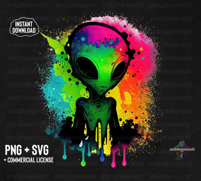 Graffiti Alien Design PNG, SVG Digital Download Clip Art, Trippy Alien Graphic Design ...