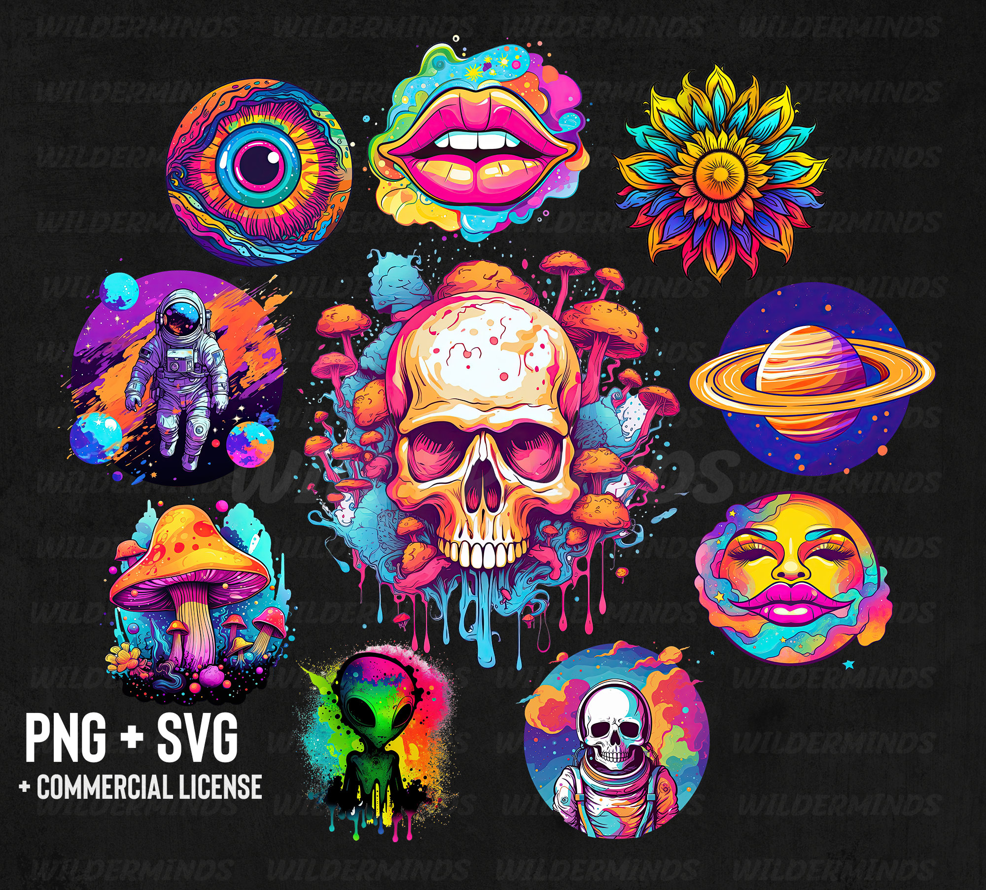 Psychedelic SVG Sublimation Bundle, Psychedelic Png Decor, Trippy Art, Psychedelic Art ...