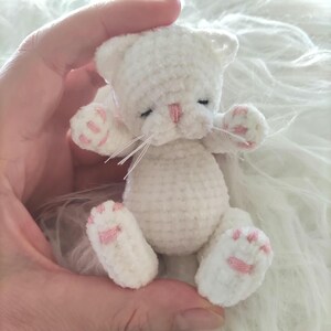 Tiny Mini Plush White Cat, Miniature Pet, Realistic Toy Kitten - Etsy