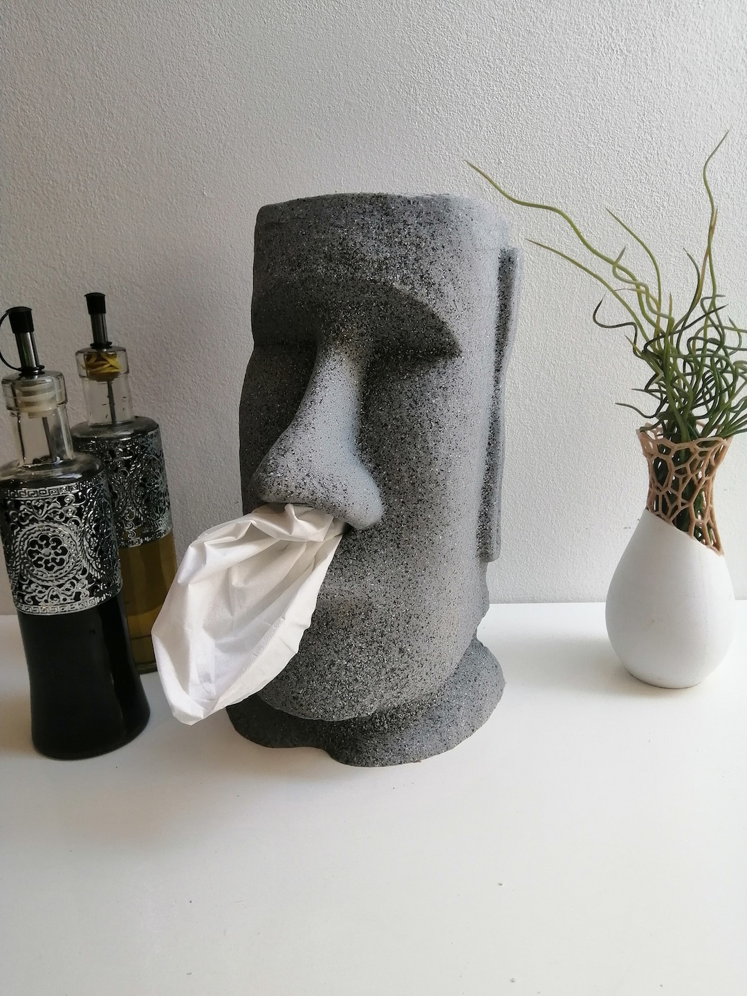 Tissue Dispenser moai, 3D Printed Statue, Painted Stone Look - Etsy