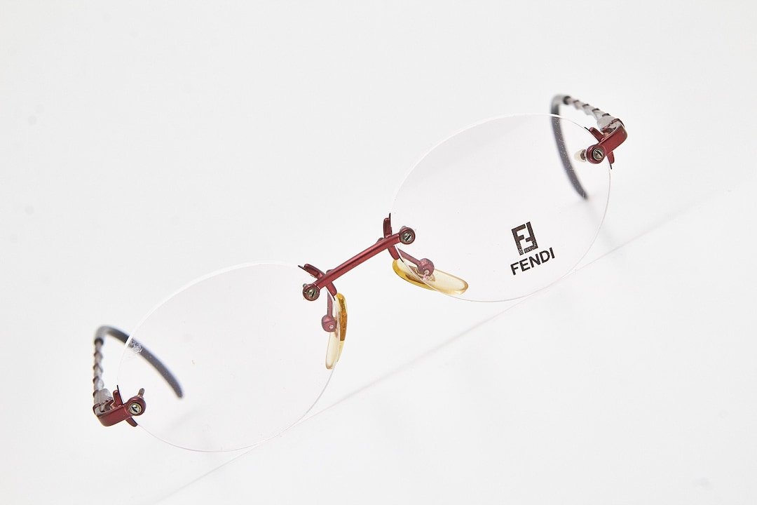 FENDI Vl7093/red Oval Eyeglasses/oval Frame/rimless Eyeglasses/y2k ...