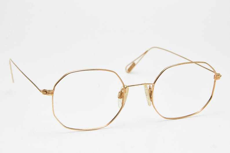 Vintage ELLESSE Gold Frame Octagonal Eyeglasses, 1980s Geometric ...