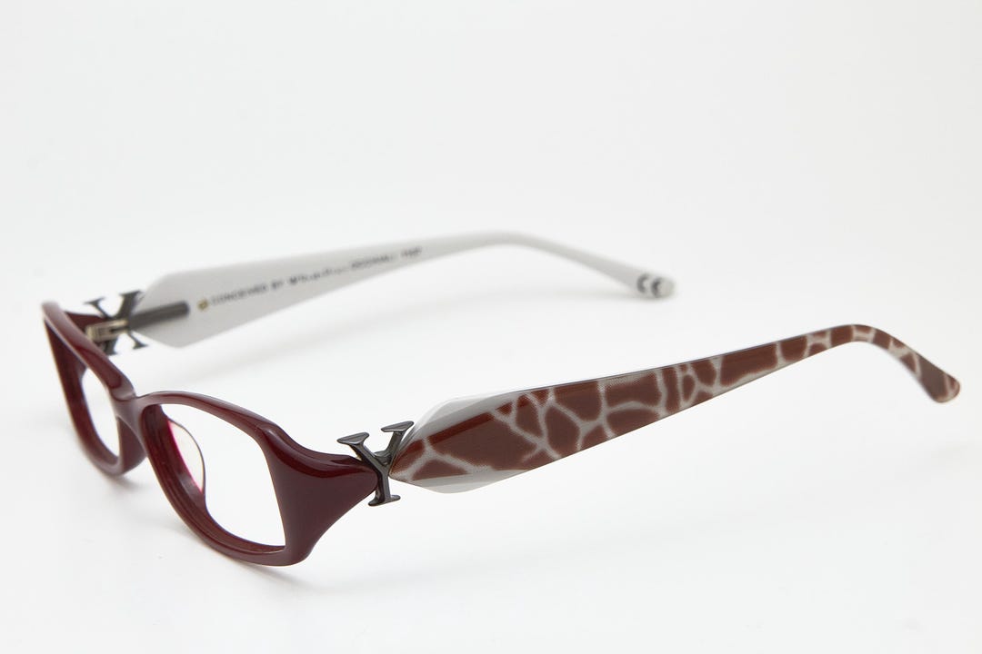2000s Vintage Eyeglasses EXALT CYCLE EXFLAKES Red Slim Rectangular ...