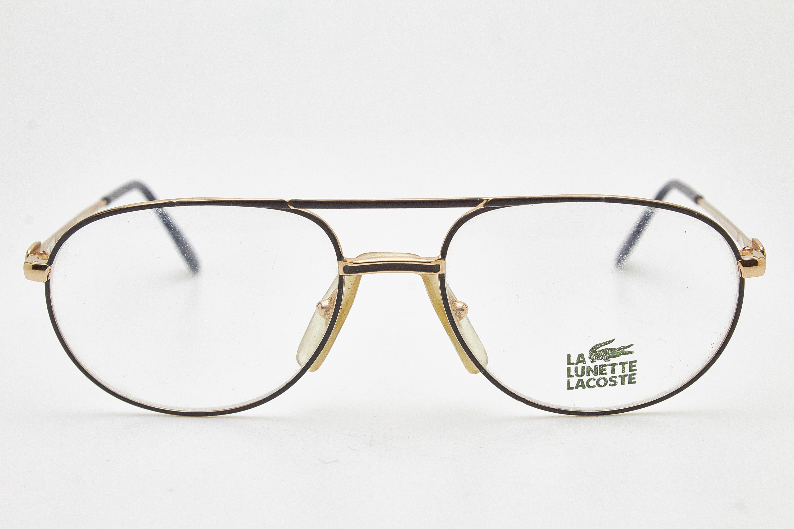 Lunettes vintage LACOSTE 737 Or Noir Metal Frame Pilot Lunettes de soleil Aviator Etsy France