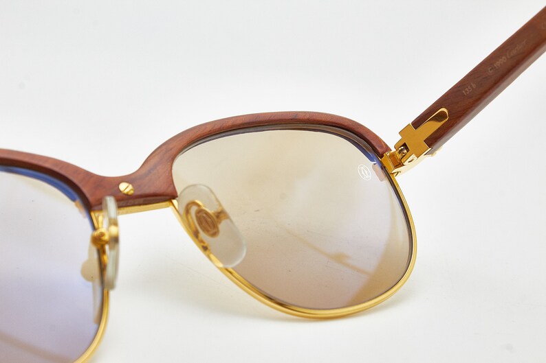 Vintage CARTIER Sunglasses MALMAISON TB200041 Red Wood Bubinga 1990s ...