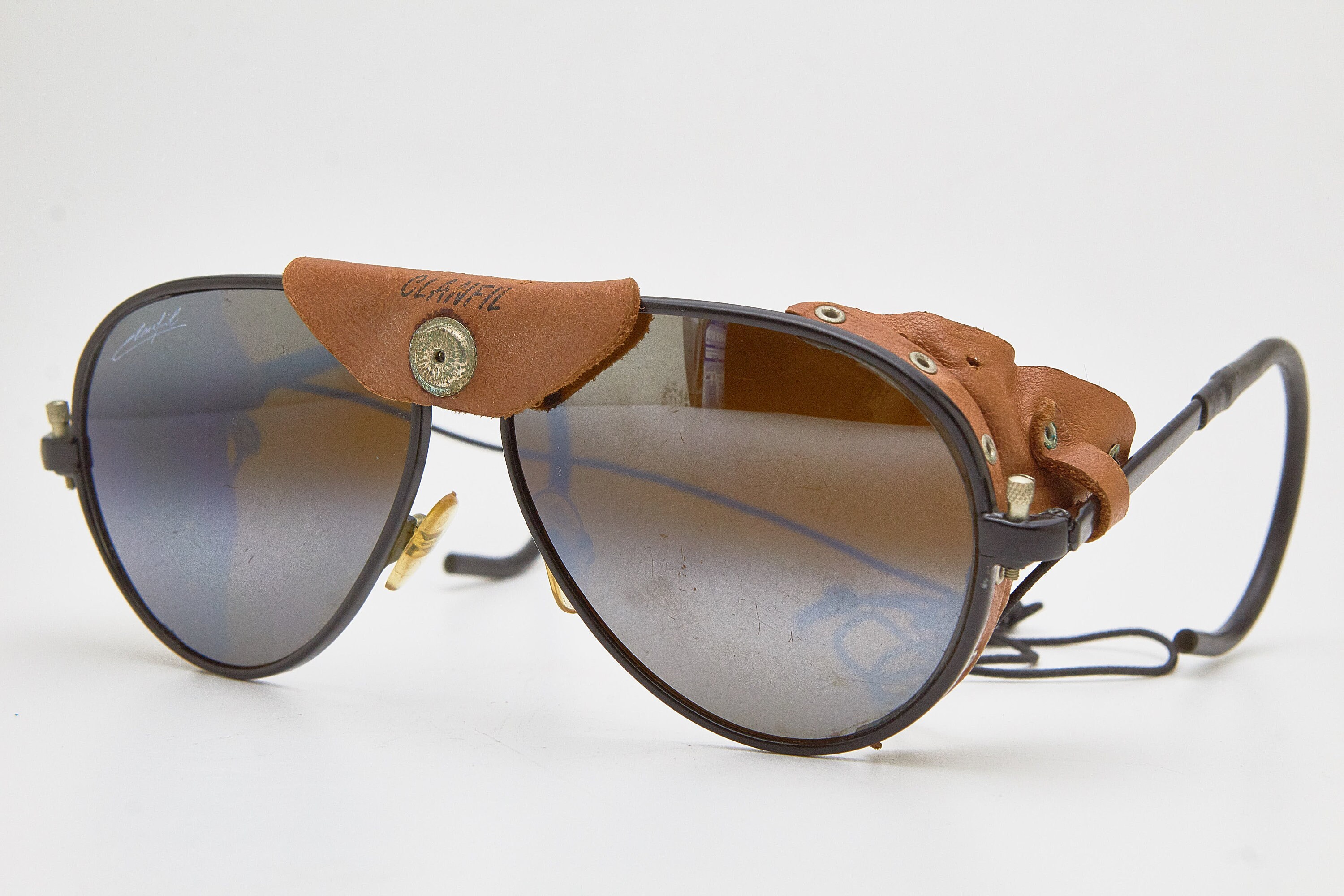 Vintage CLANFIL 80s Sunglasses Leather Oversized Sunglasse,oversized ...