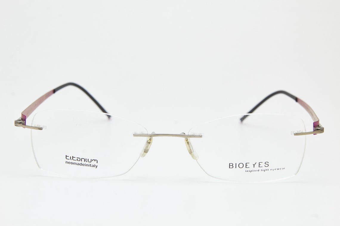 2000s Vintage BIOEYES Titanium Violet Titan Rimmless Esgold Oval,narrow ...
