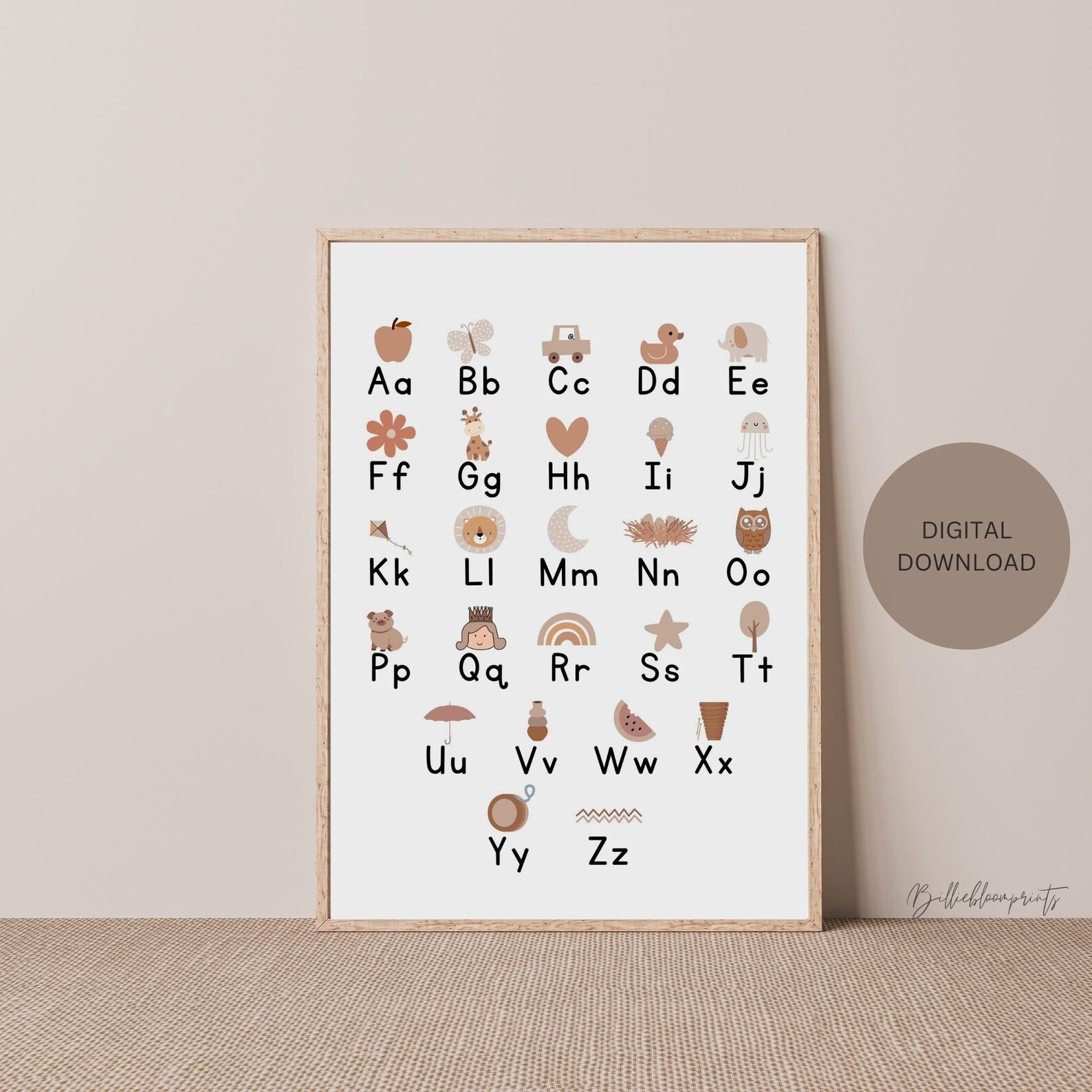 Minimalist Alphabet Chart, Handwriting Chart Print, Educational Wall ...