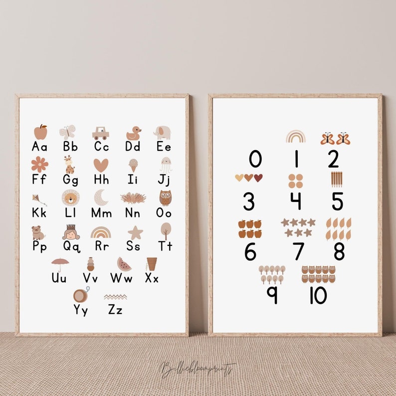 Minimalist Alphabet Chart, Handwriting Chart Print, Educational Wall ...