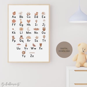 Minimalist Alphabet Chart, Handwriting Chart Print, Educational Wall ...