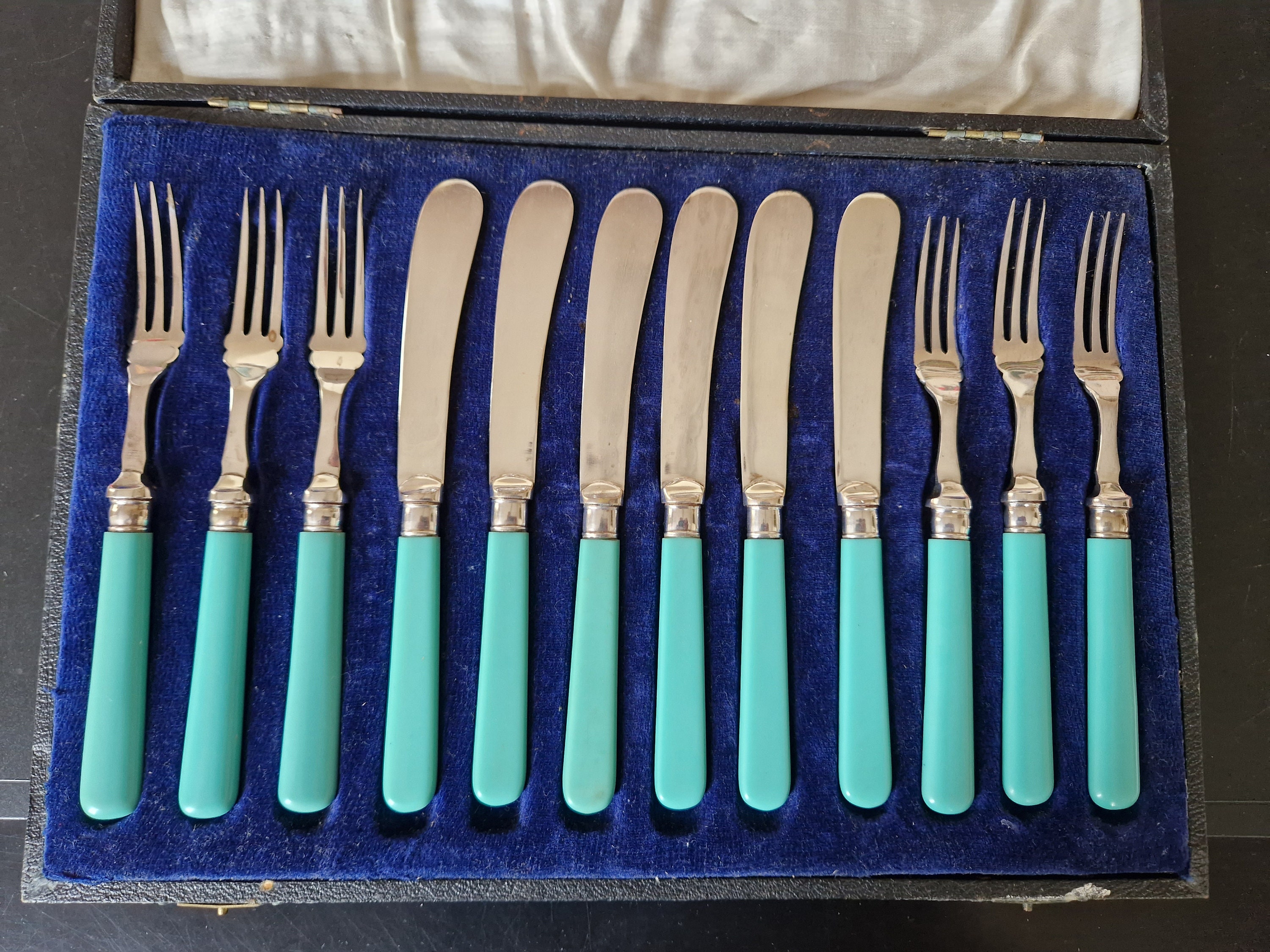 Vintage Boxed Set of Baby Blue Handled EPNS Butter/ Tea Knives - Etsy