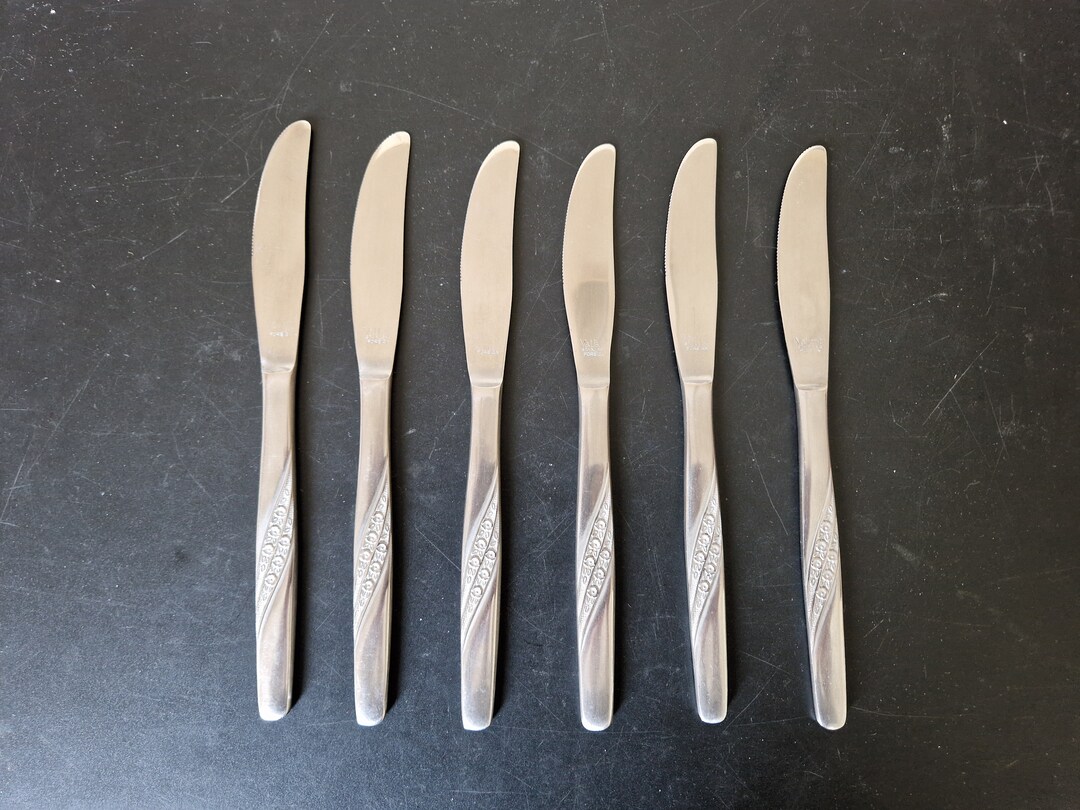 Vintage Set of 1960's Valiant Mayflower Pattern Knives X 6 - 8 Inches ...