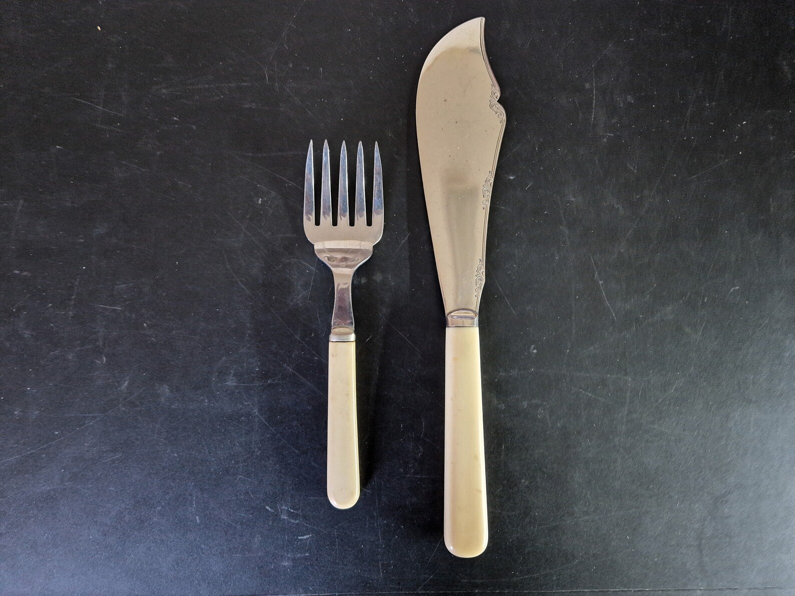 Vintage Faux Bone Handled Fish Servers - Etsy