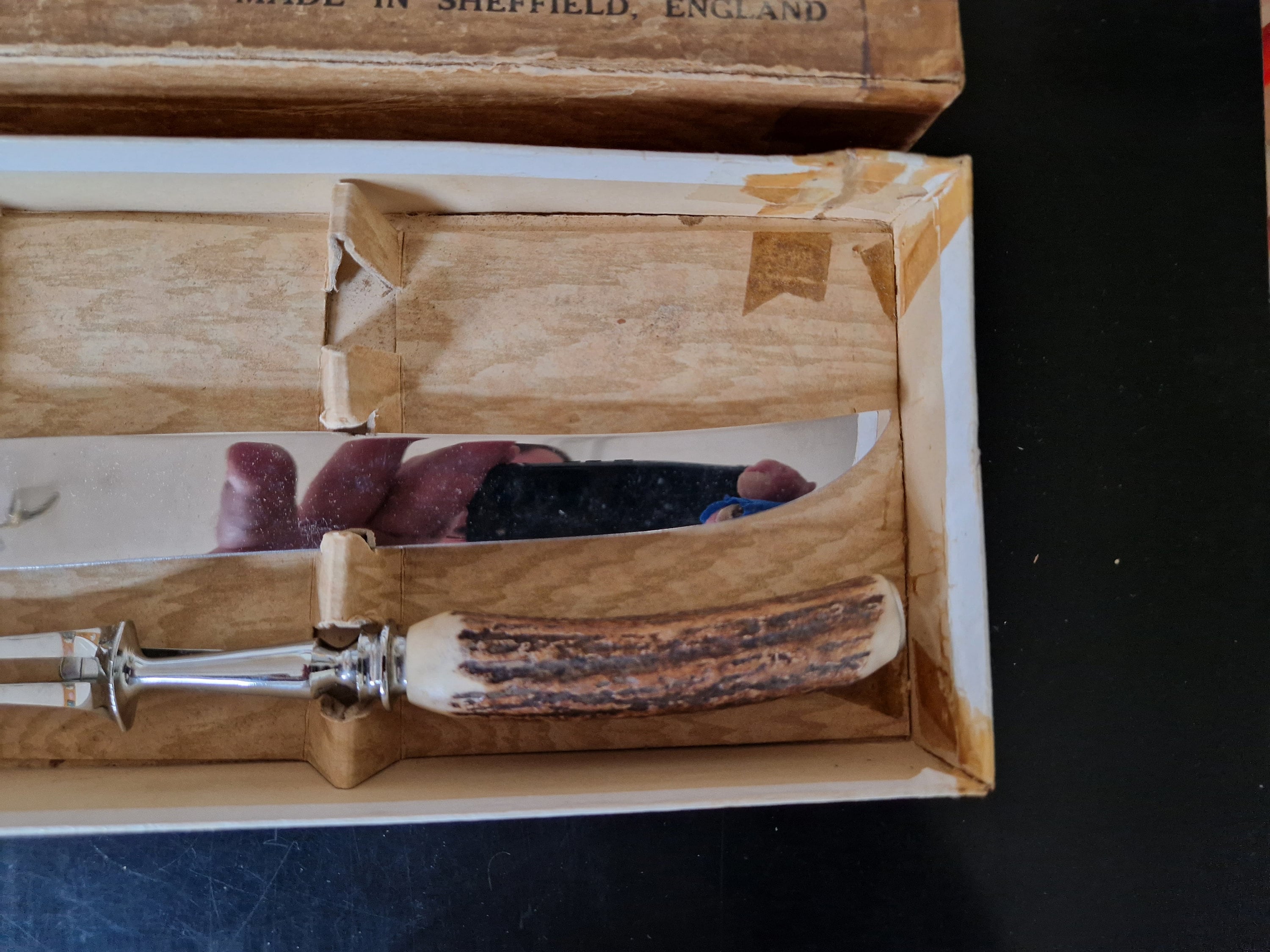 Vintage Boxed Antler Handled Carving Knife and Fork - Etsy