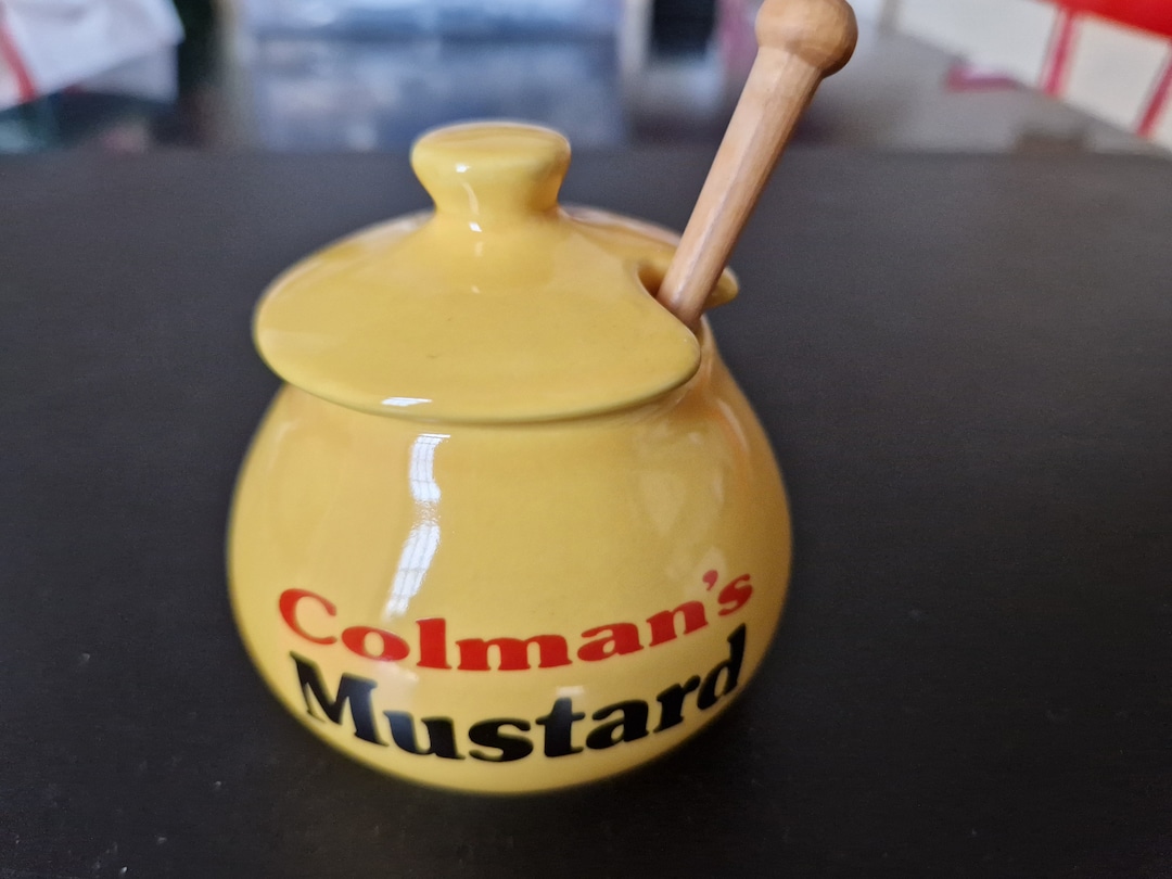 Ceramic Colmans Mustard Two Faced Pot With Wooden Mustard Spoon - Etsy