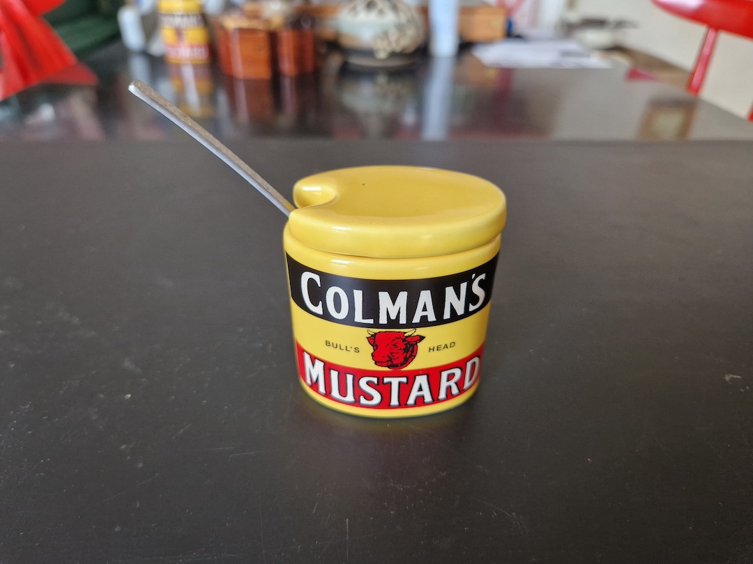 Ceramic Colmans Mustard Penny Pot and Mustard Spoon - Etsy